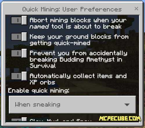 Quick Mining Add-on 1.20+ | Minecraft PE Mods Addons